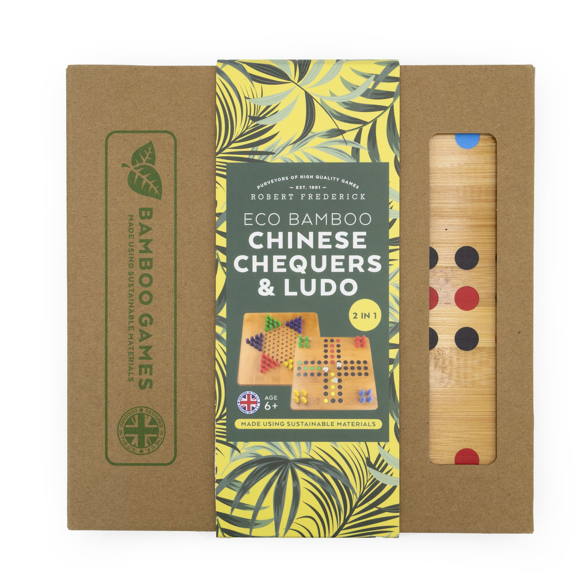 Bamboo Chinese Chequers & Ludo Double Set - Made Using Sustainable Mat ...