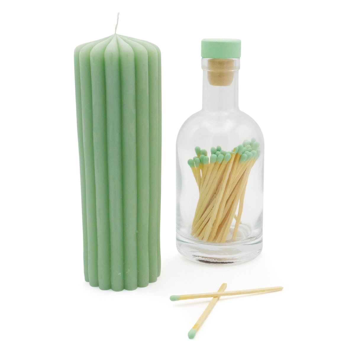 Willow and Belle Ribbed Pillar Candle & Matches In Glass Jar – Robert ...